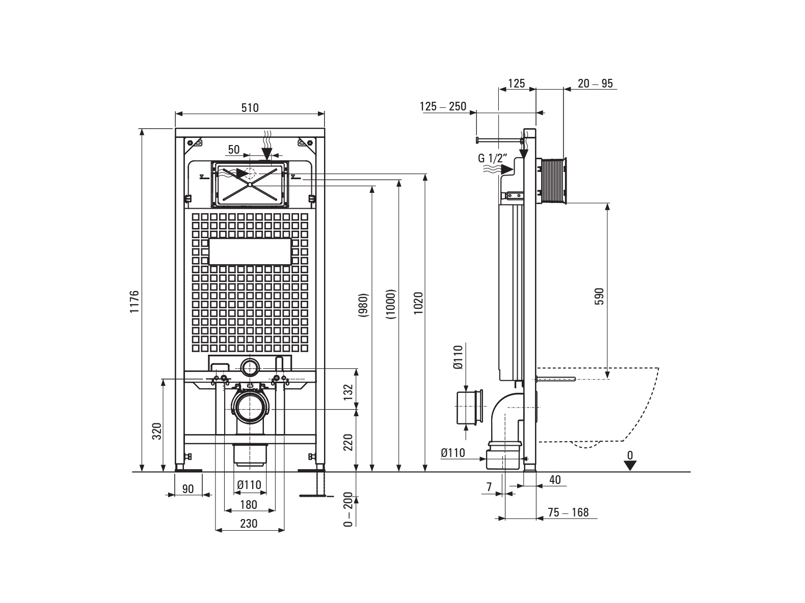 Инсталляция для подвесного унитаза Deante CST_WC01 510x1176 купить